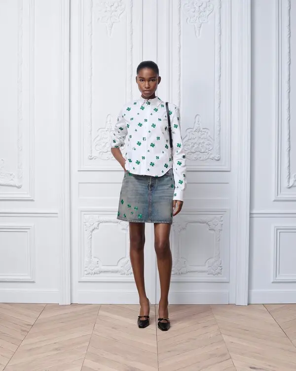 Dior Embroidered Mini Skirt - Blue Stonewashed Cotton Denim With